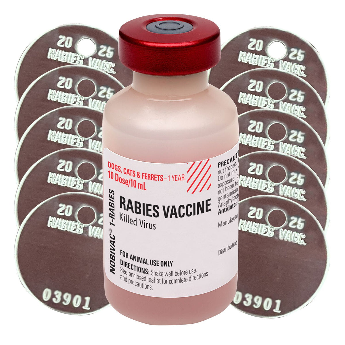 Rx Nobivac 1-Rabies Vaccine, 10 mL vial, With Tags for Dogs, Cats ...