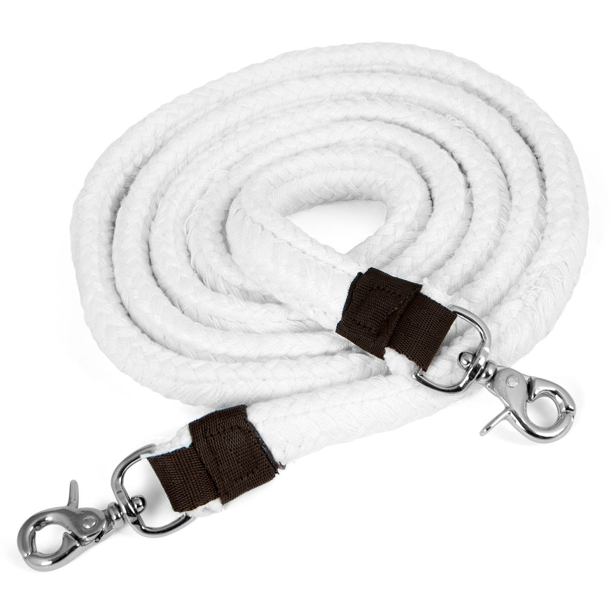 Jeffers Cotton Flat Braided Roping Rein, 7' (White) — Lambert Vet Supplies