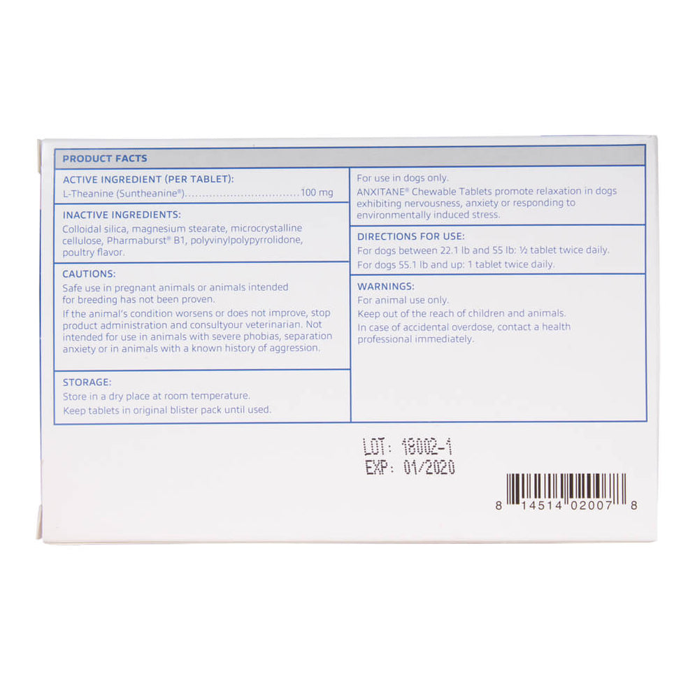 Anxitane M & L (L-Theanine) Chewable Dog Tablets, 30 ct — Lambert Vet ...