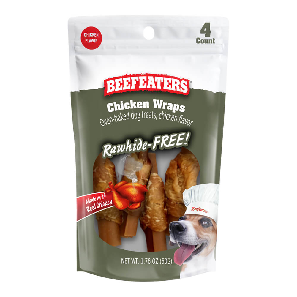Beefeaters Chicken Wraps for Dogs, Rawhide Free, 4ct, Case of 12 ...
