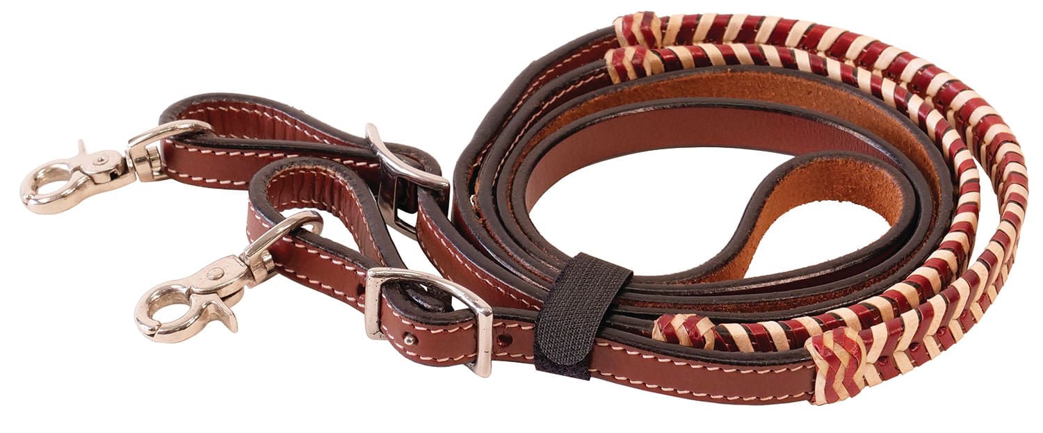 Brown Rawhide Laced Roping Rein for Horses, 7' — Lambert Vet Supplies