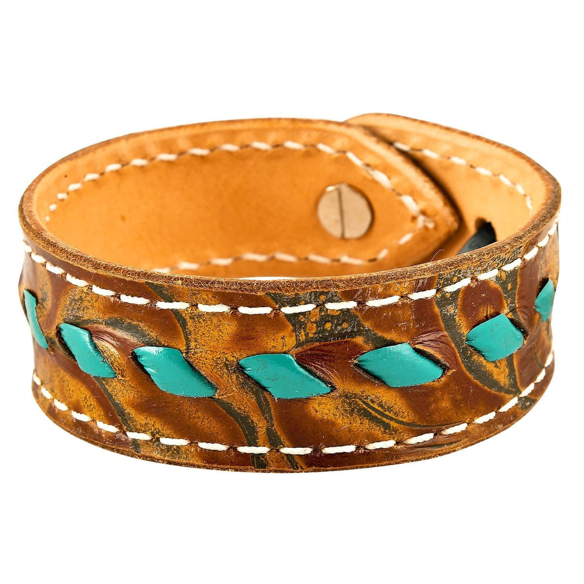 San Saba Buckstitch Bracelet, Floral Tooled & Turquoise — Lambert Vet ...