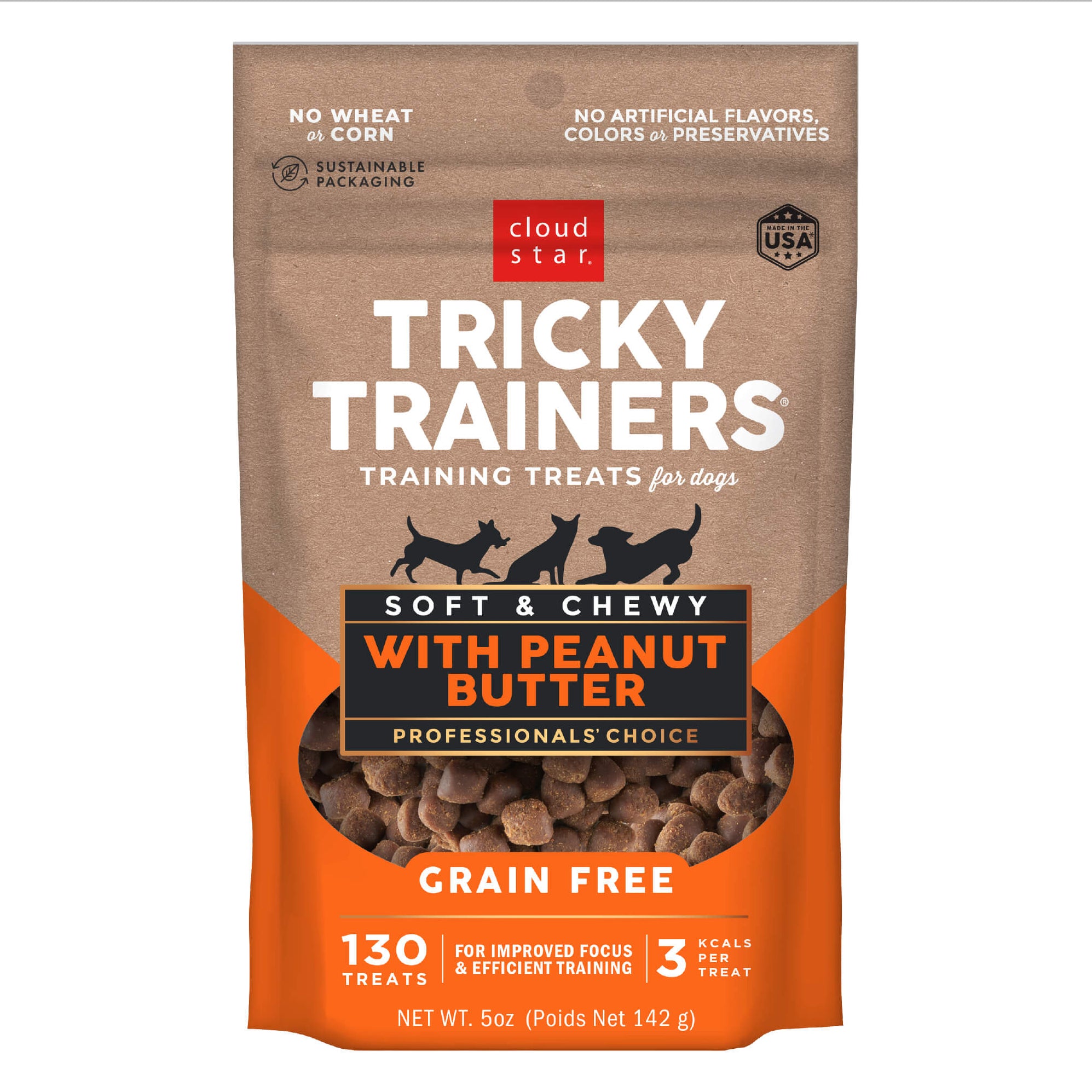 Cloud Star Tricky Trainers Soft & Chewy Grain Free Dog Treats, Peanut ...