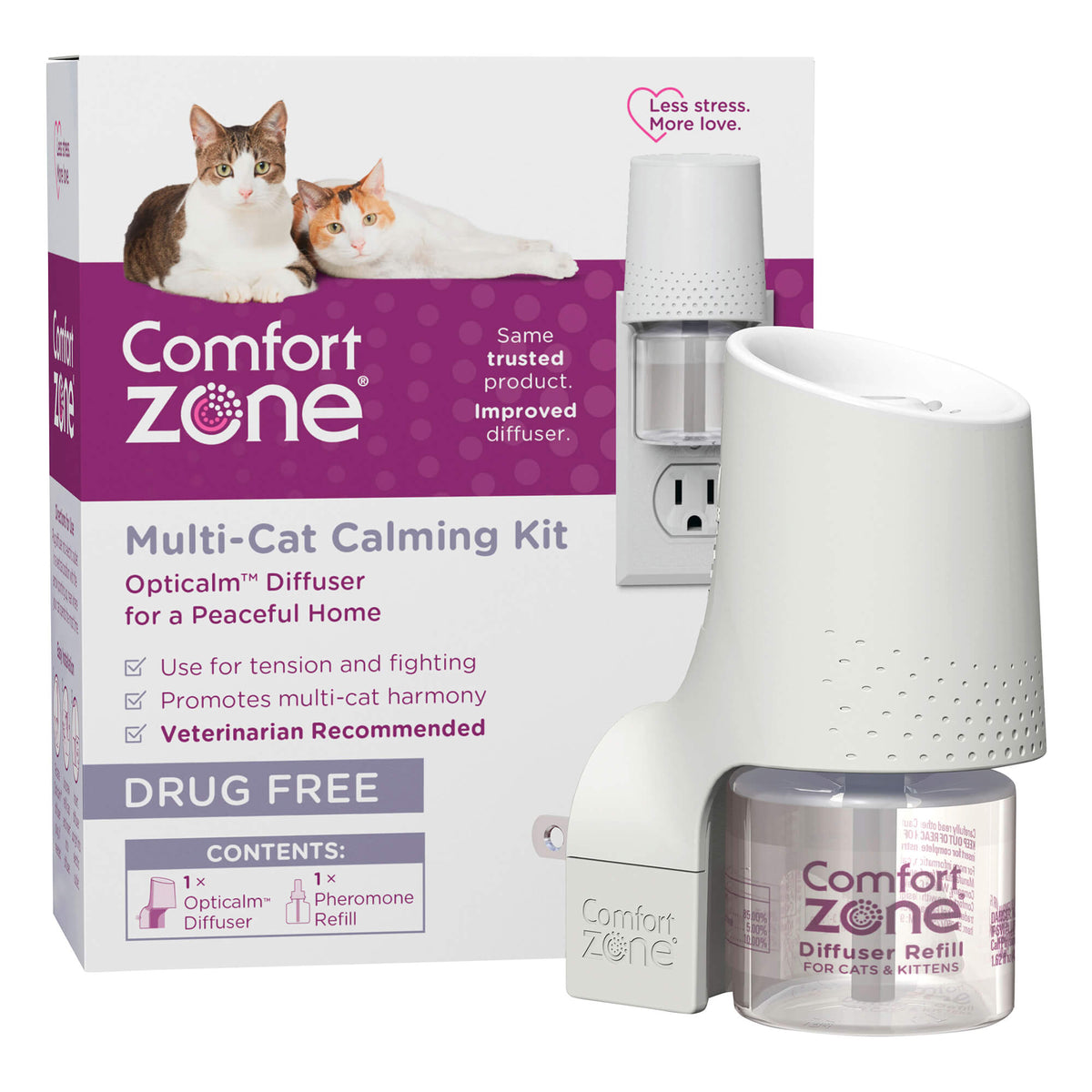 Comfort Zone Calming For Single and Multi-Cat Homes with Cat Pheromones ...