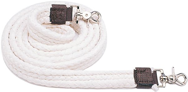Jeffers Cotton Flat Braided Roping Rein, 7' (White) — LVS