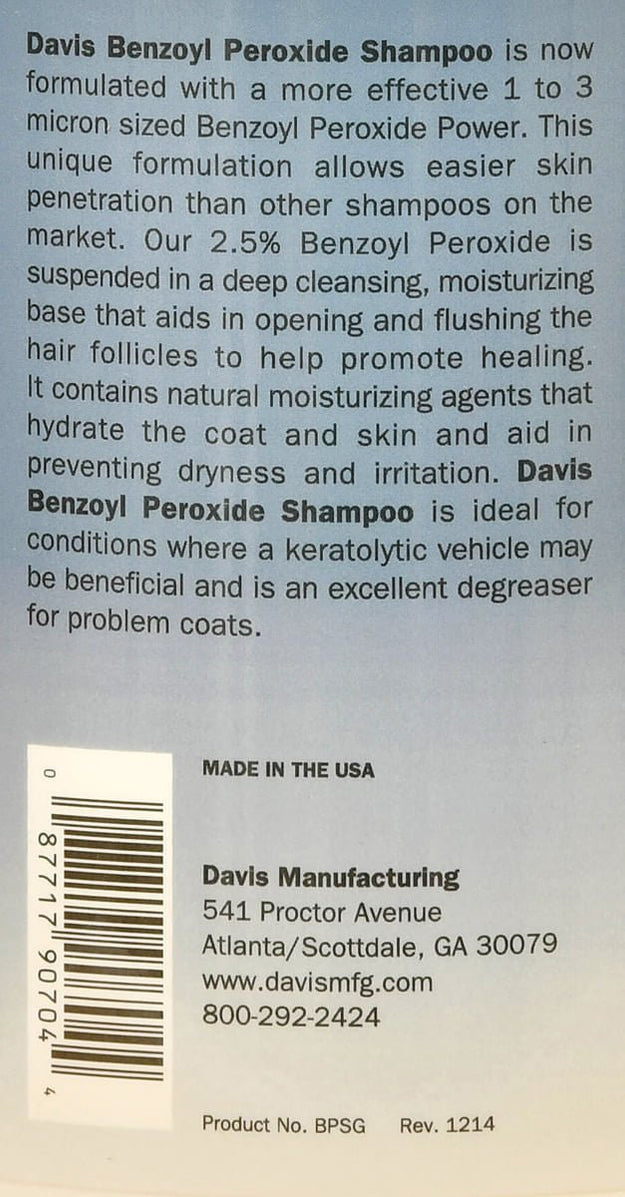 Davis Benzoyl Peroxide Shampoo | Dog Shampoo | Cat Shampoo — LVS