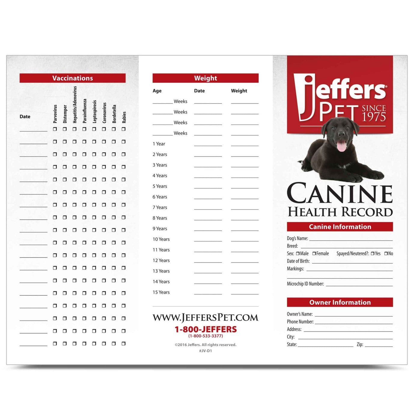 Jeffers Dog Health Record Organizer for Vaccinations and Wellness ...