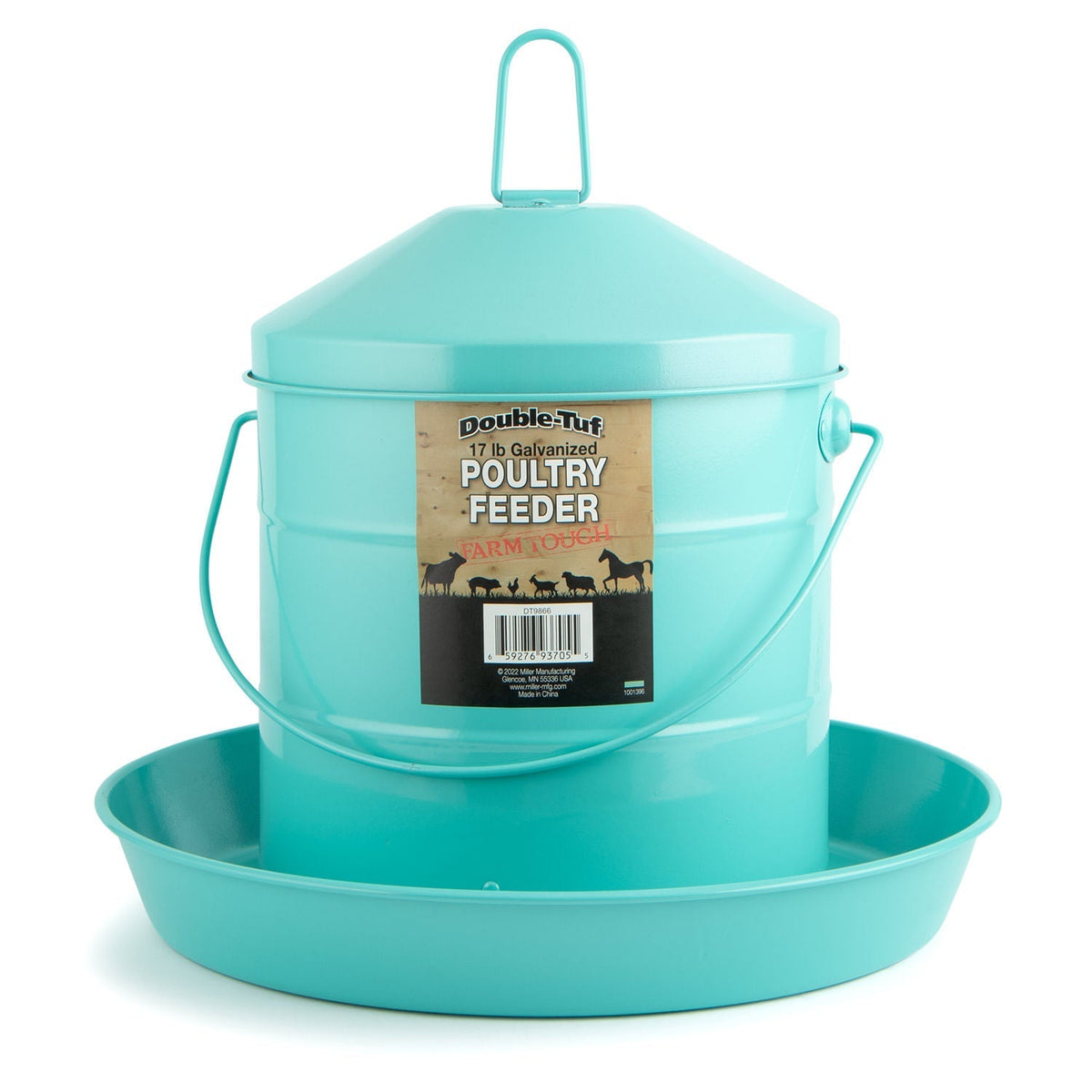 Double-Tuf Seafoam Green Painted Poultry Feeder, 17 lbs — Lambert Vet Supplies
