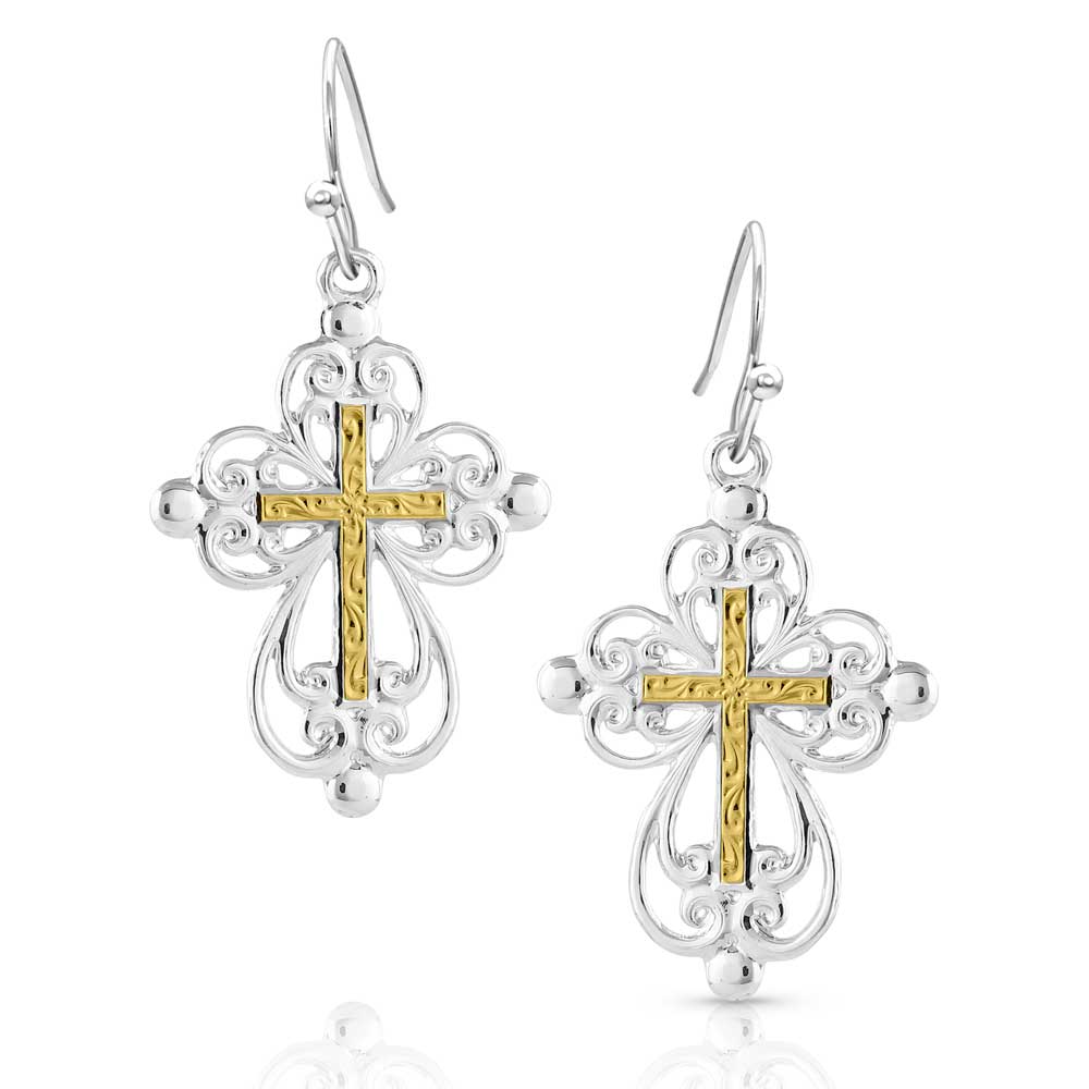 Montana Silversmiths Enlightened Faith Cross Earrings — LVS