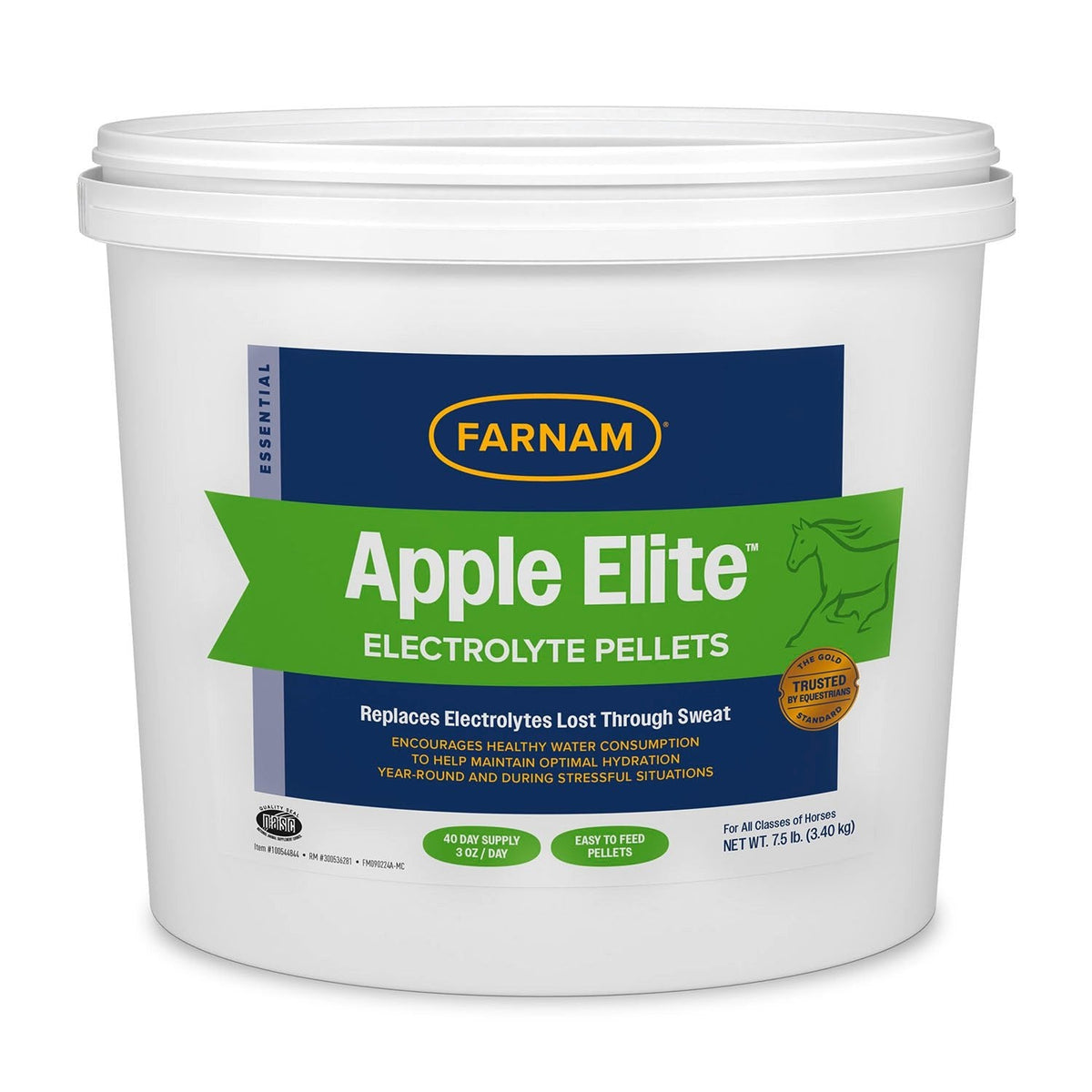 Farnam Apple Elite Electrolyte Pellets for Horses 7.5 pounds, 40 day ...