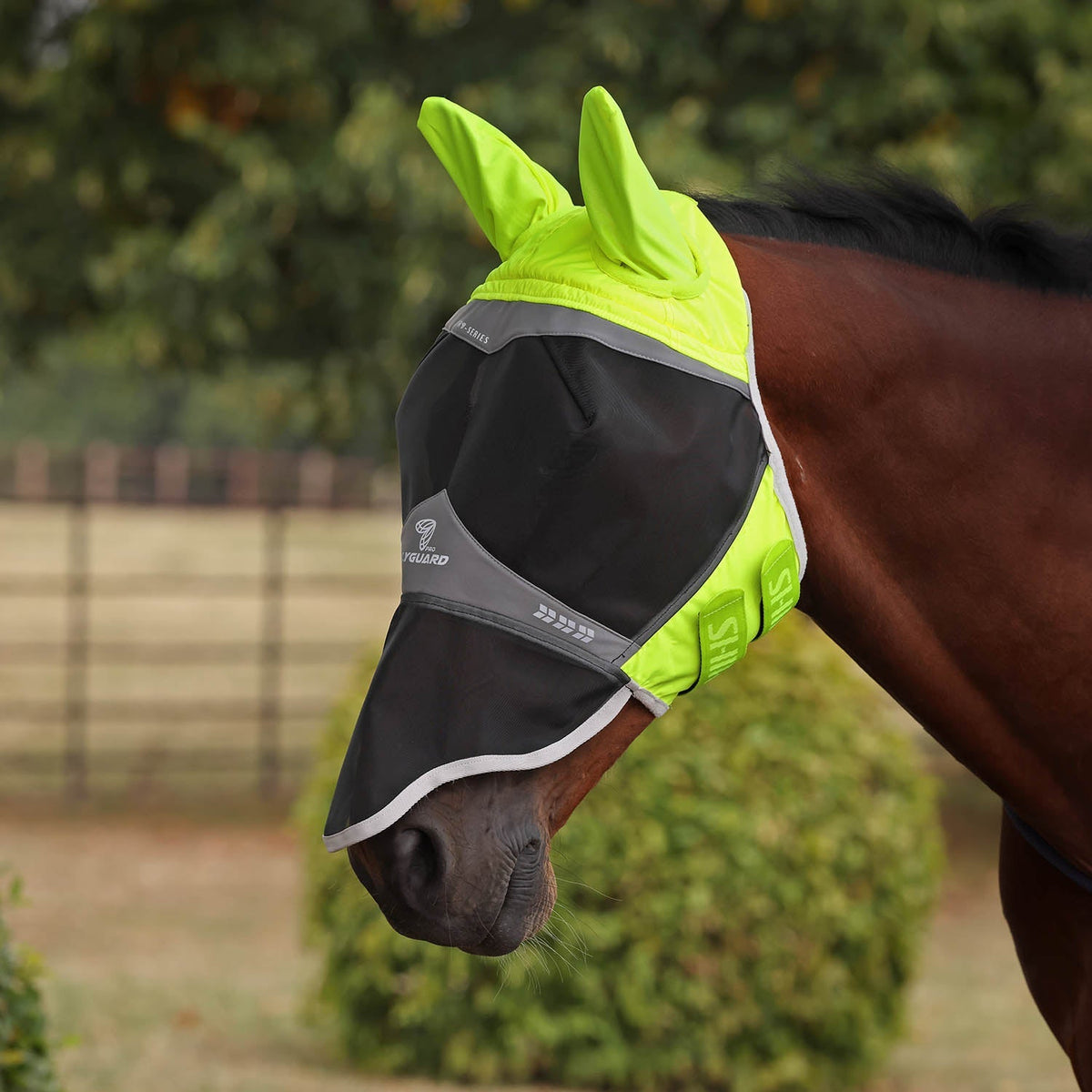 Flyguard Pro Hi-Viz Fine Mesh Fly Mask with Ears and Nose - Multiple ...