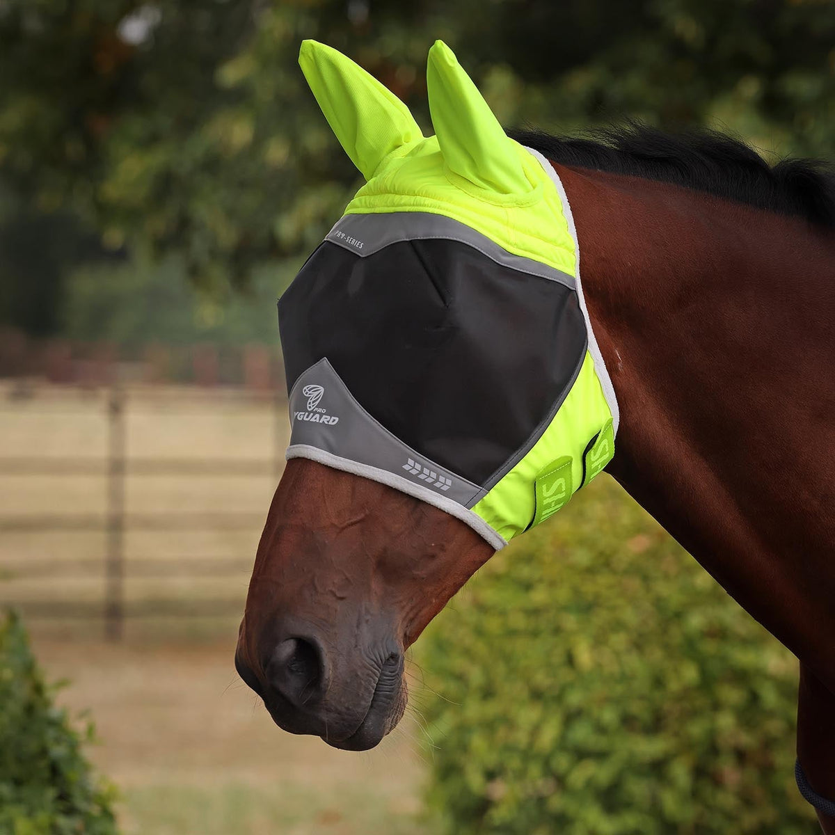 Flyguard Pro Hi-Viz Fine Mesh Fly Mask with Ears - Multiple Colors ...