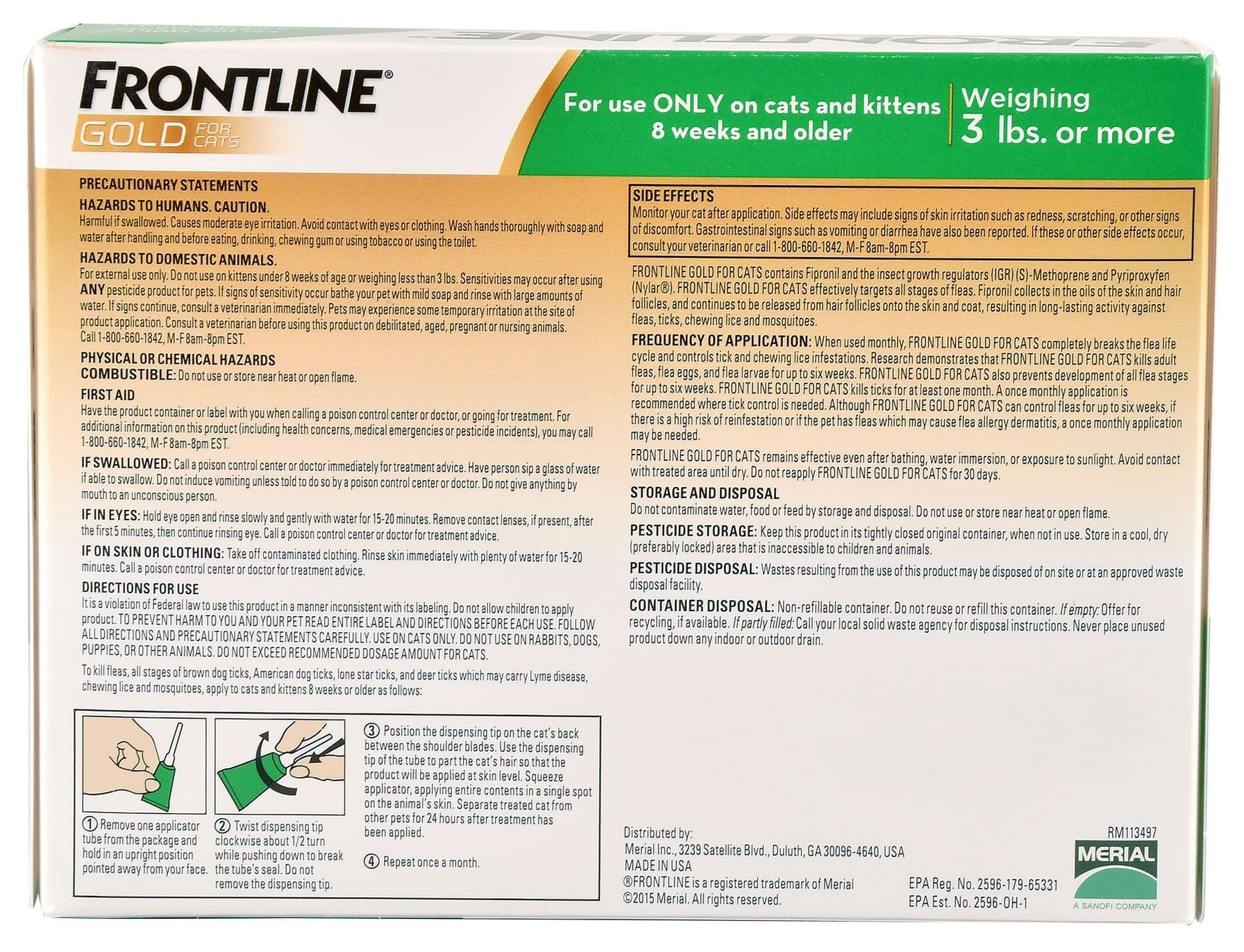 Frontline Gold for Cats Triple Action Formula — Lambert Vet Supplies