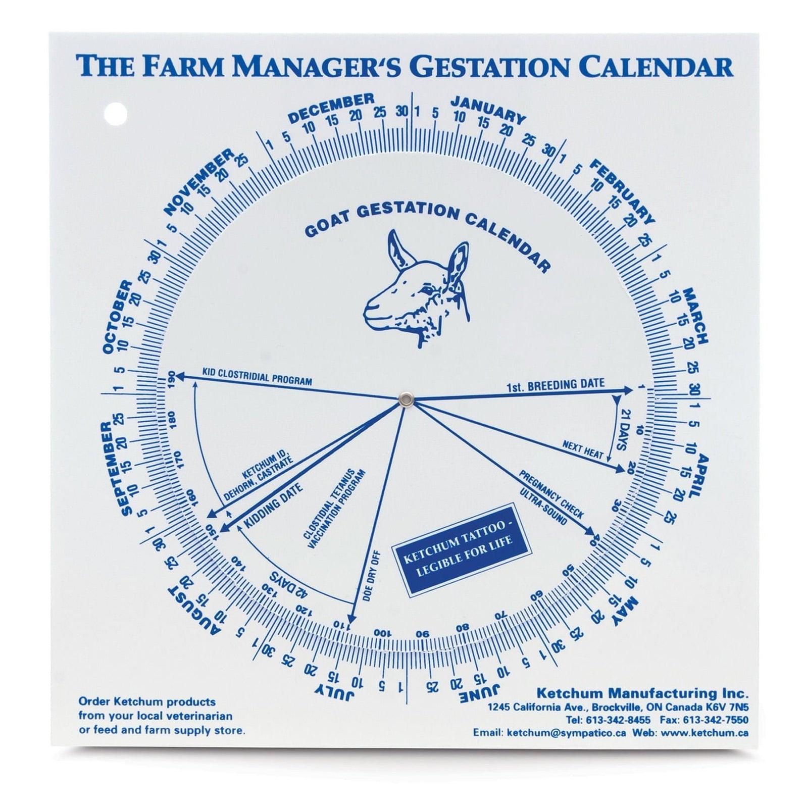 Goat Gestation Calendar Wheel — Lambert Vet Supplies