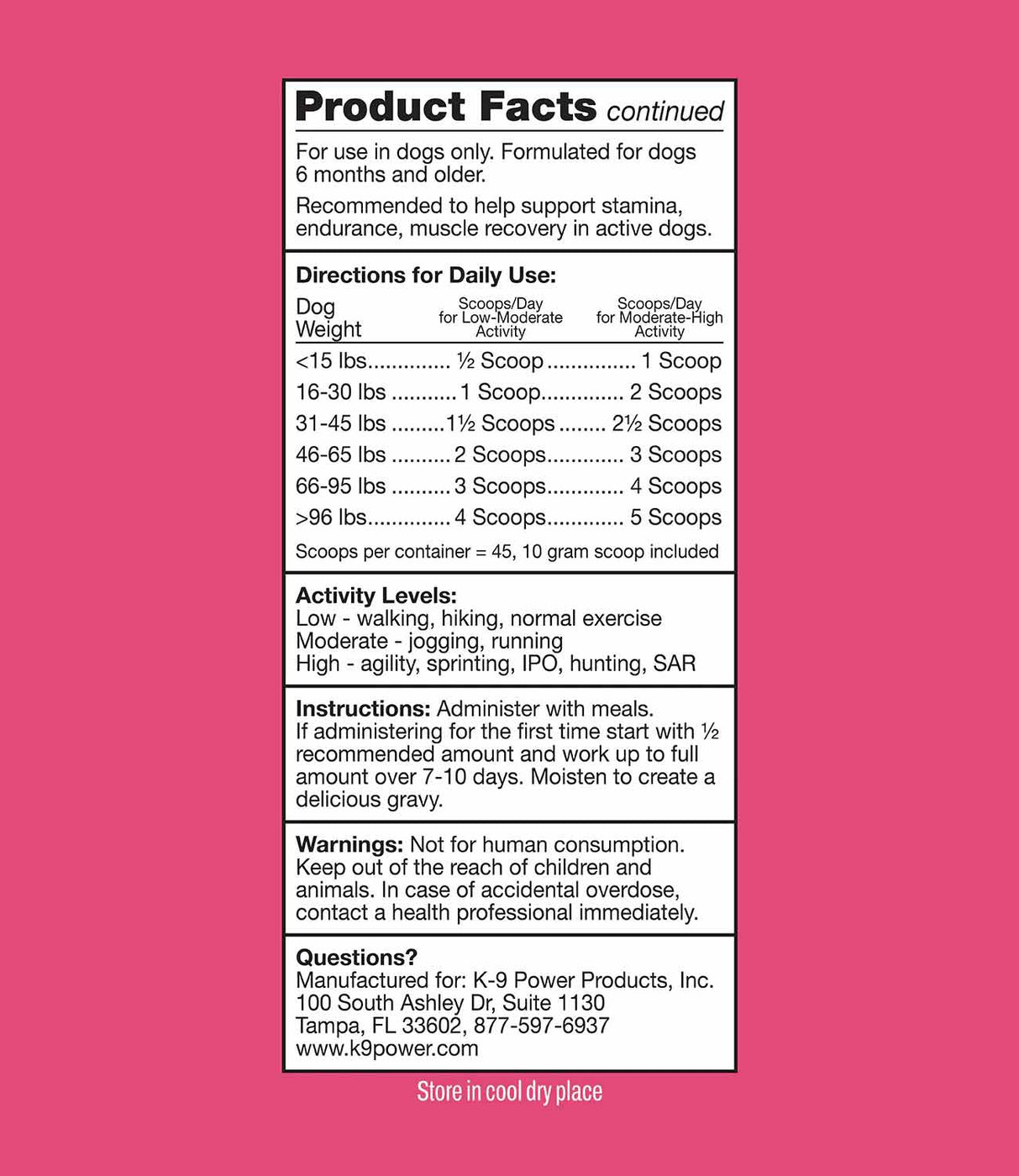K9 Power Super Fuel Performance Formula for Dogs — Lambert Vet Supplies
