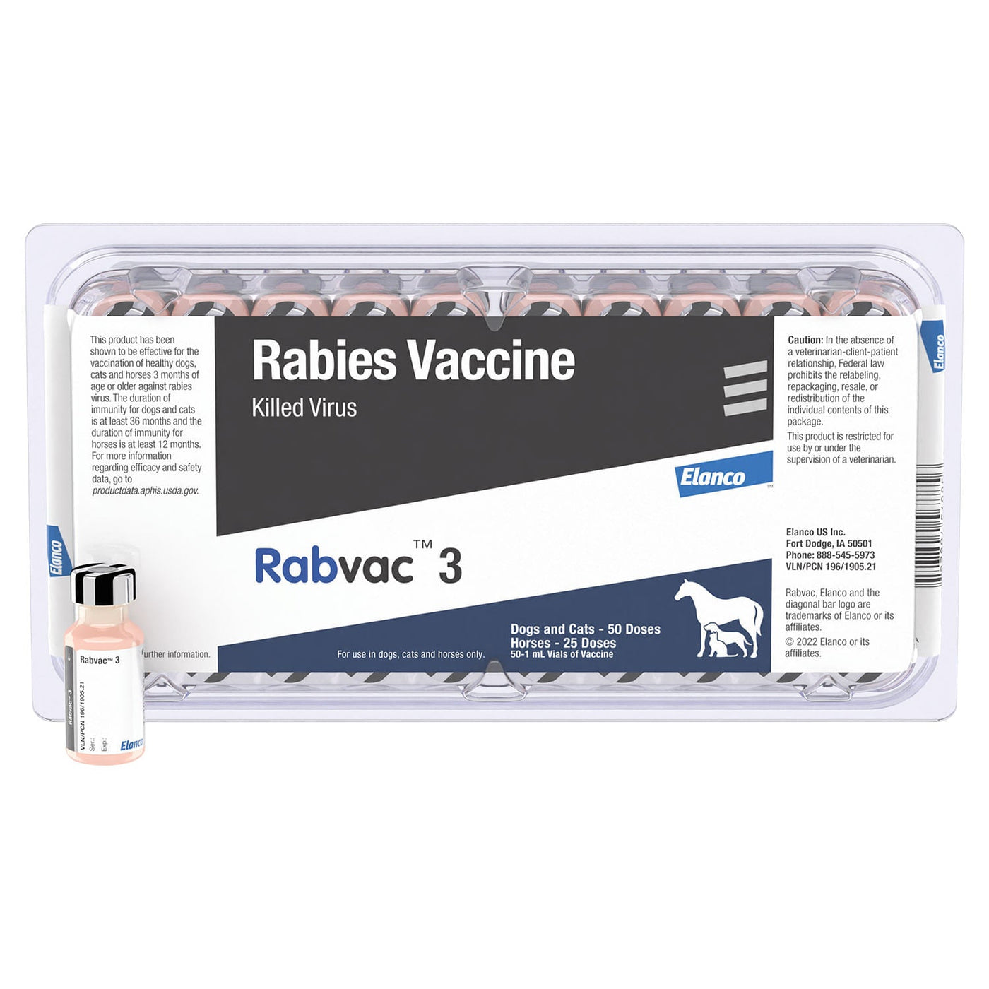 RabVac 3 Rabies Vaccine for Dogs, Cats and Horses, No Tags — Lambert ...