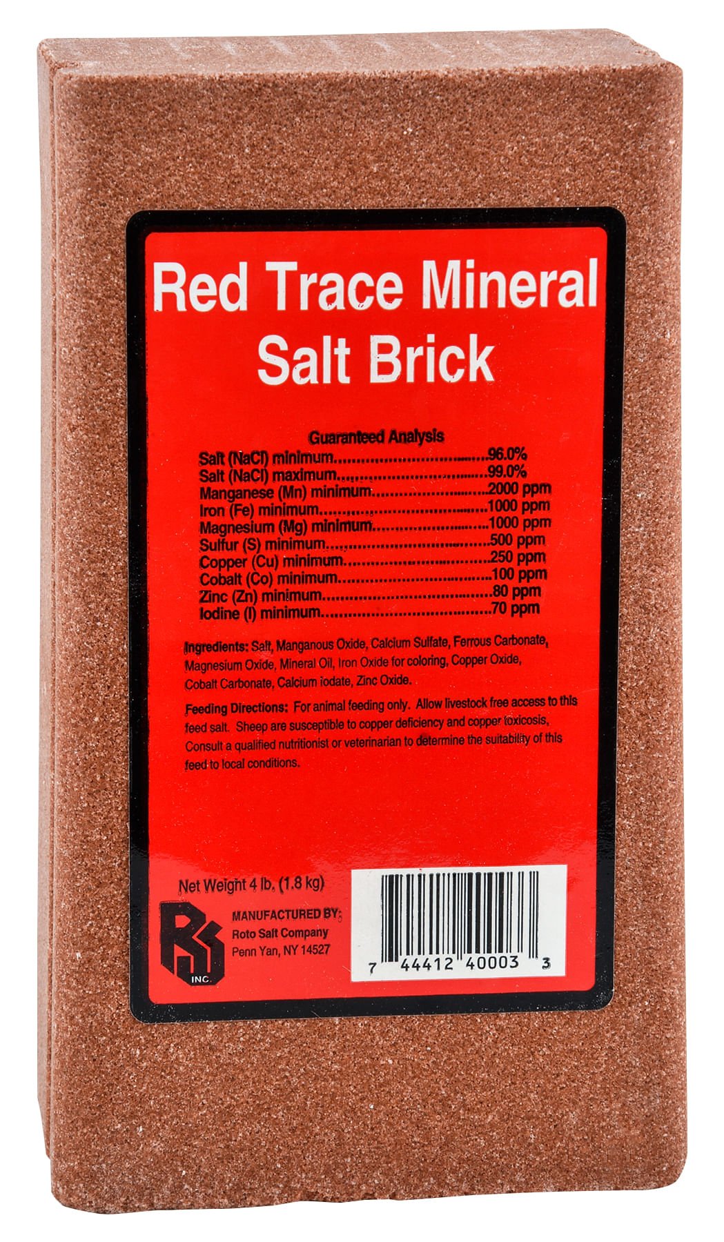 Red Trace Mineral Salt Block for Horses & Livestock, 4 lbs — Lambert ...