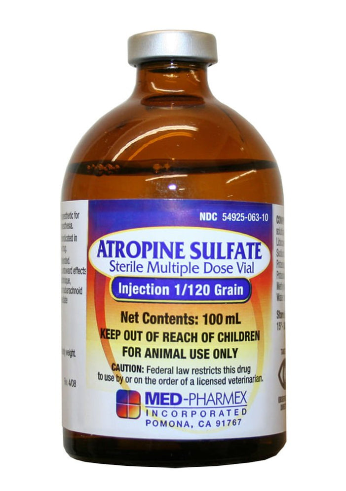 Rx Atropine Sulfate Injectable, 1/120 grain 100 ml — Lambert Vet Supplies