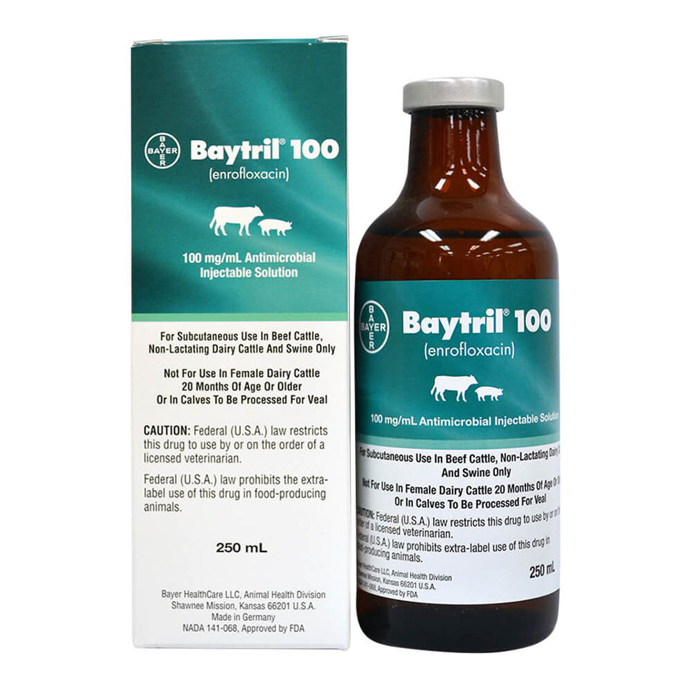 Rx Baytril Injectable for Swine and Cattle, 100 mg — Lambert Vet Supplies