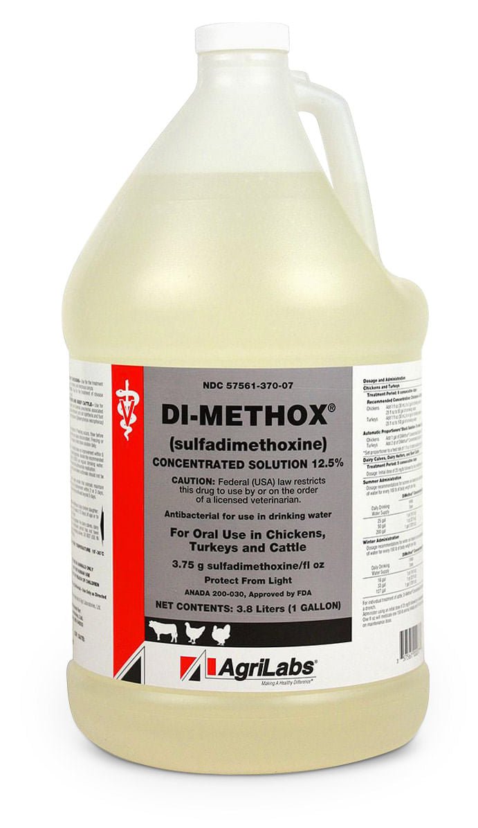 Rx Sulfadimethoxine (Di-Methox) 12.5% Oral Solution, 1 gallon — LVS