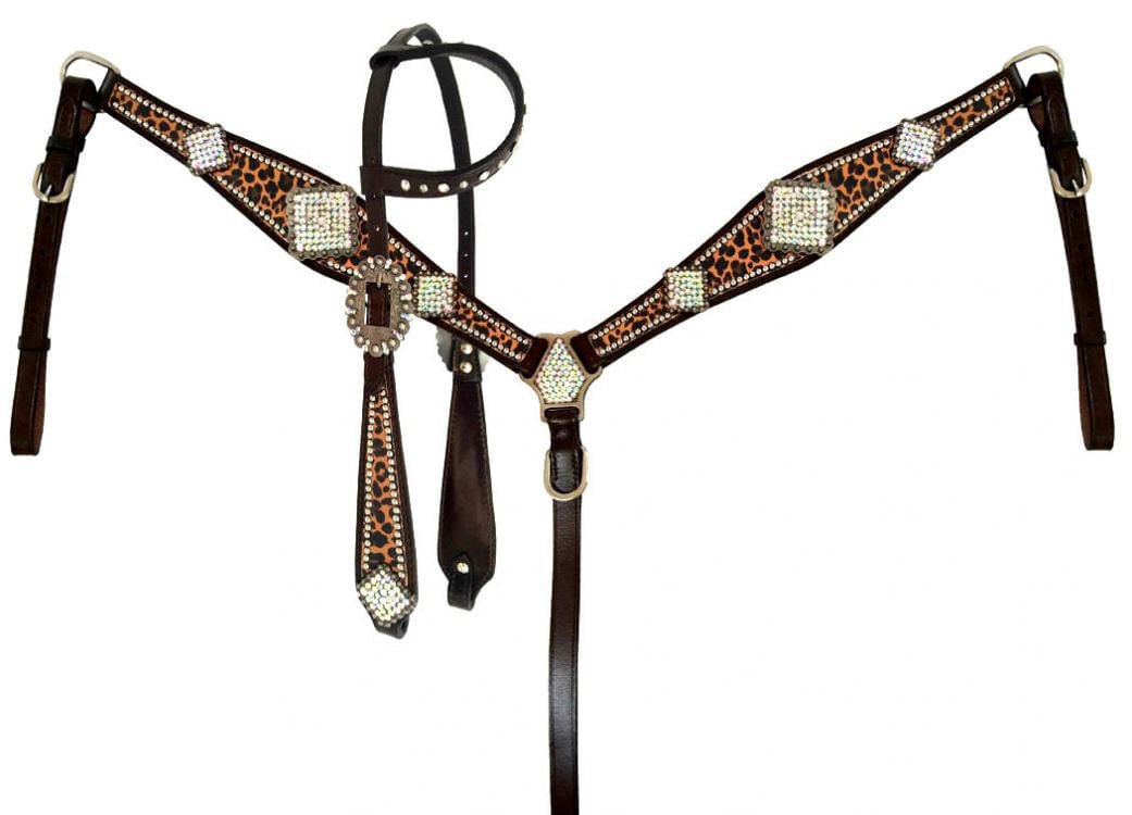 Showman Rhinestone Concho & Cheetah Horse Tack Set — Lambert Vet Supplies