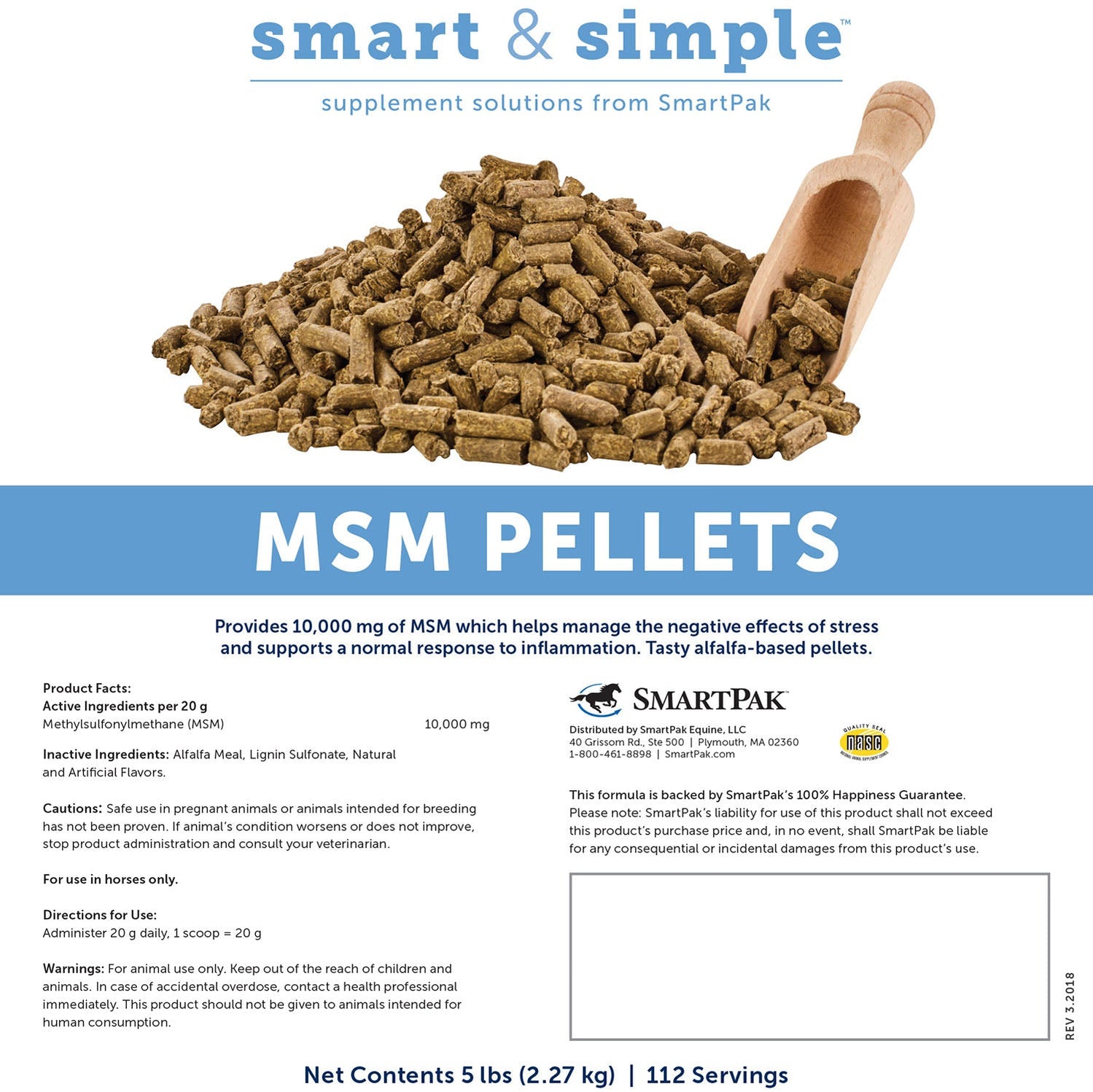 SmartPak SmartEquine Smart & Simple MSM Pellets for Horses — Lambert ...