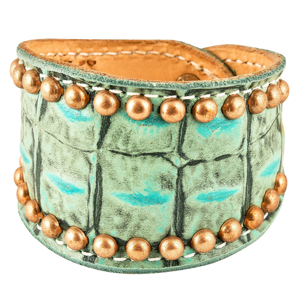 San Saba Turquoise Gator Cuff with Brass Spots — Lambert Vet Supplies