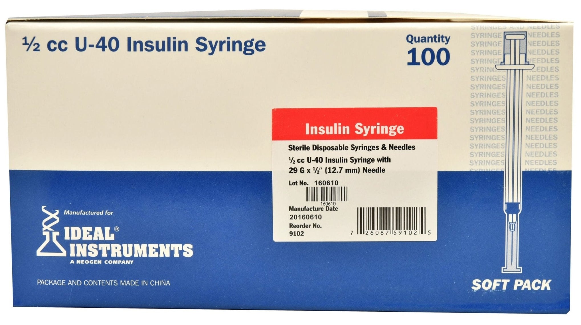U-40 Insulin Syringes with Needles | Box of 100 Veterinary Syringes ...