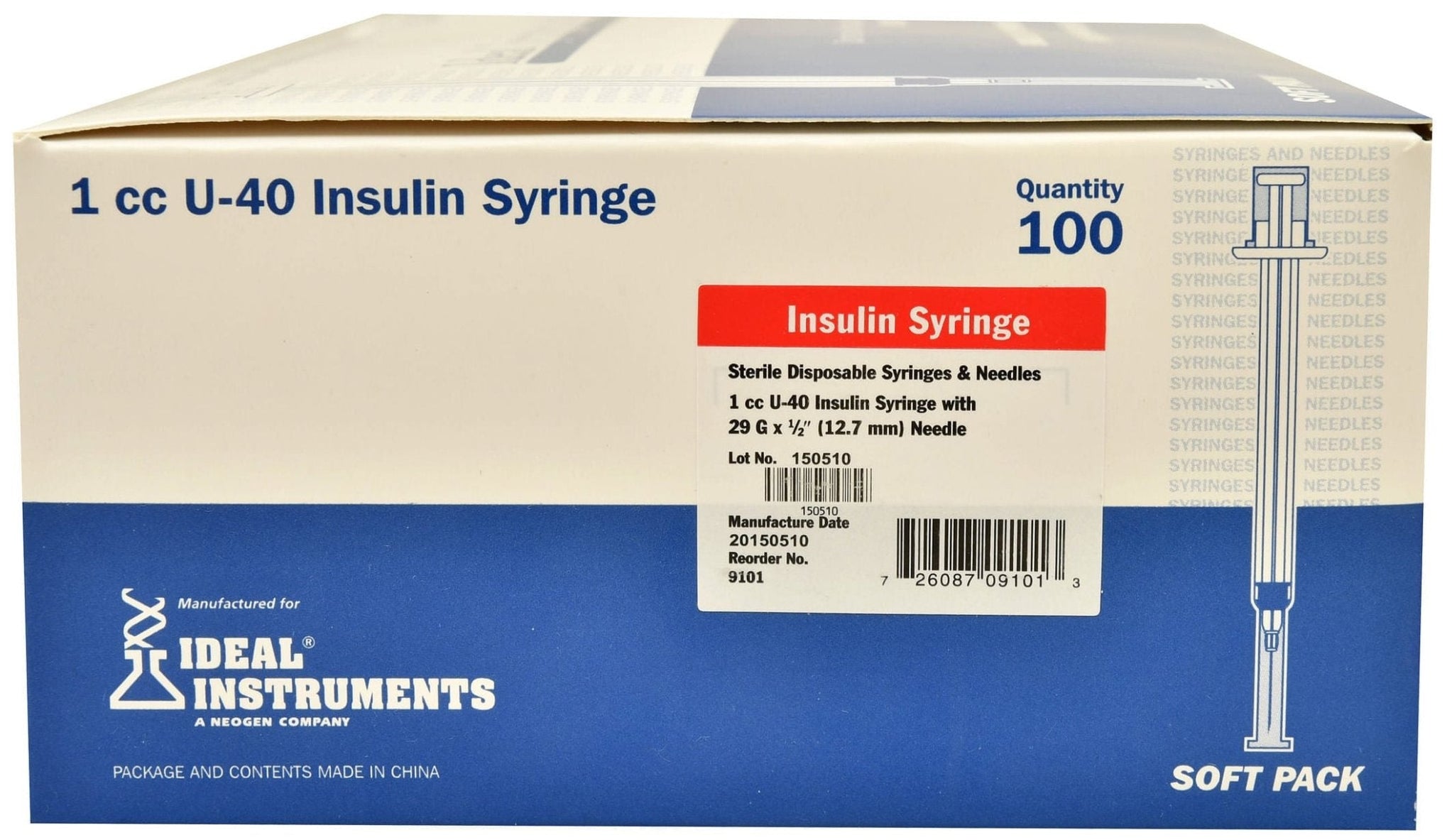 U-40 Insulin Syringes with Needles | Box of 100 Veterinary Syringes ...