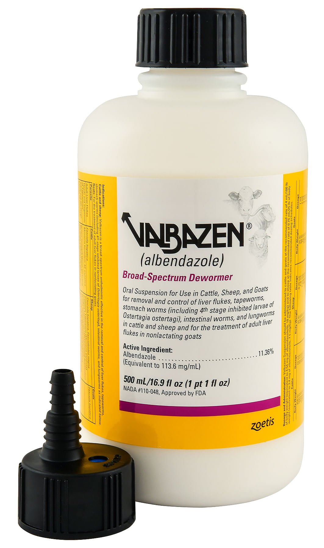 Valbazen Broad-Spectrum Drench Dewormer Oral Suspension for Goats ...
