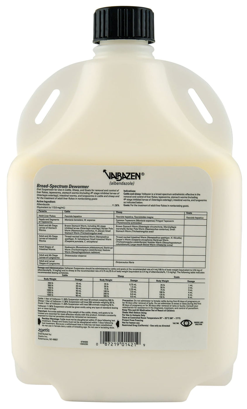 Valbazen Broad-Spectrum Drench Dewormer Oral Suspension for Goats ...