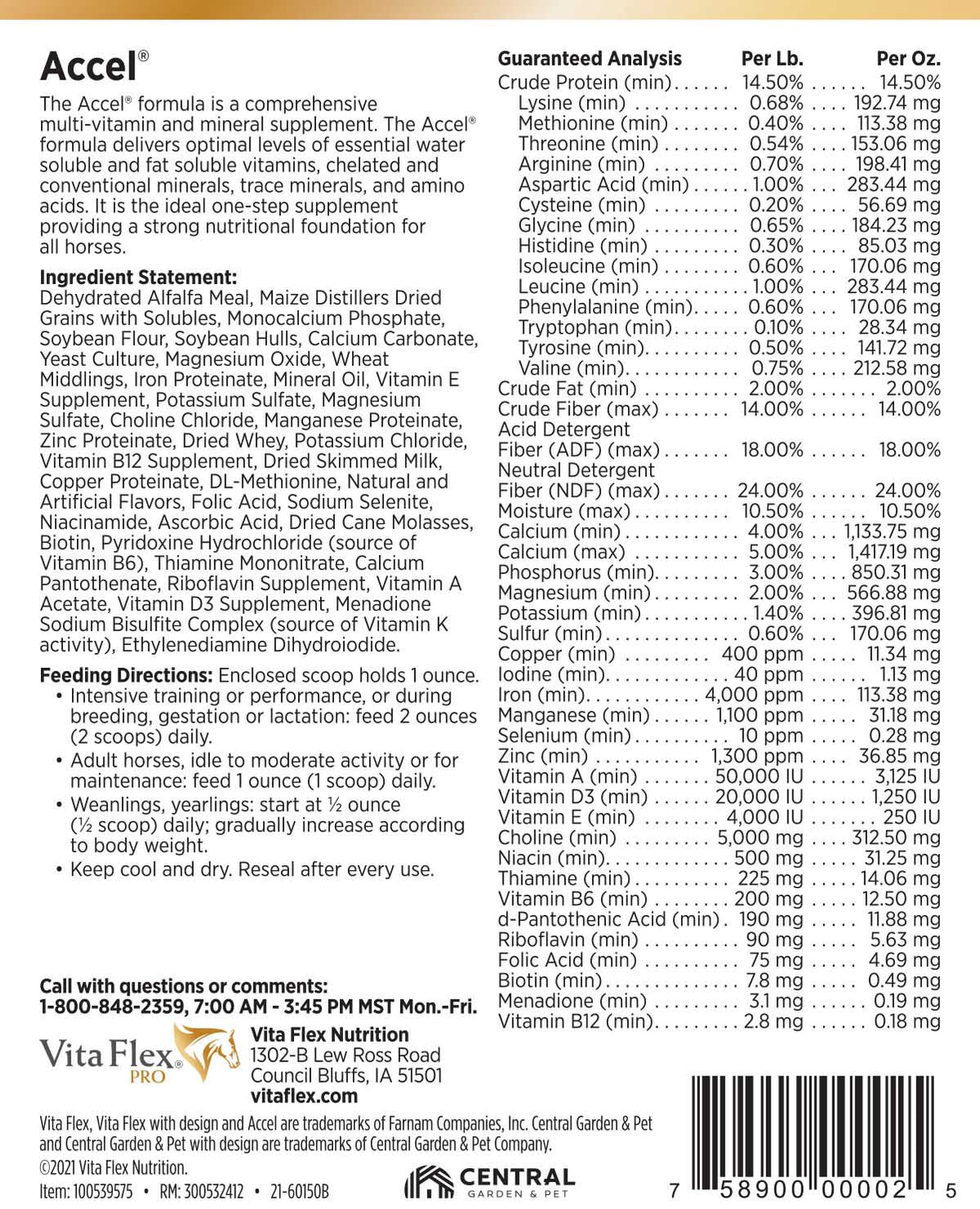 Vita Flex Pro Accel Health & Wellness Formula Supplement for Horses ...