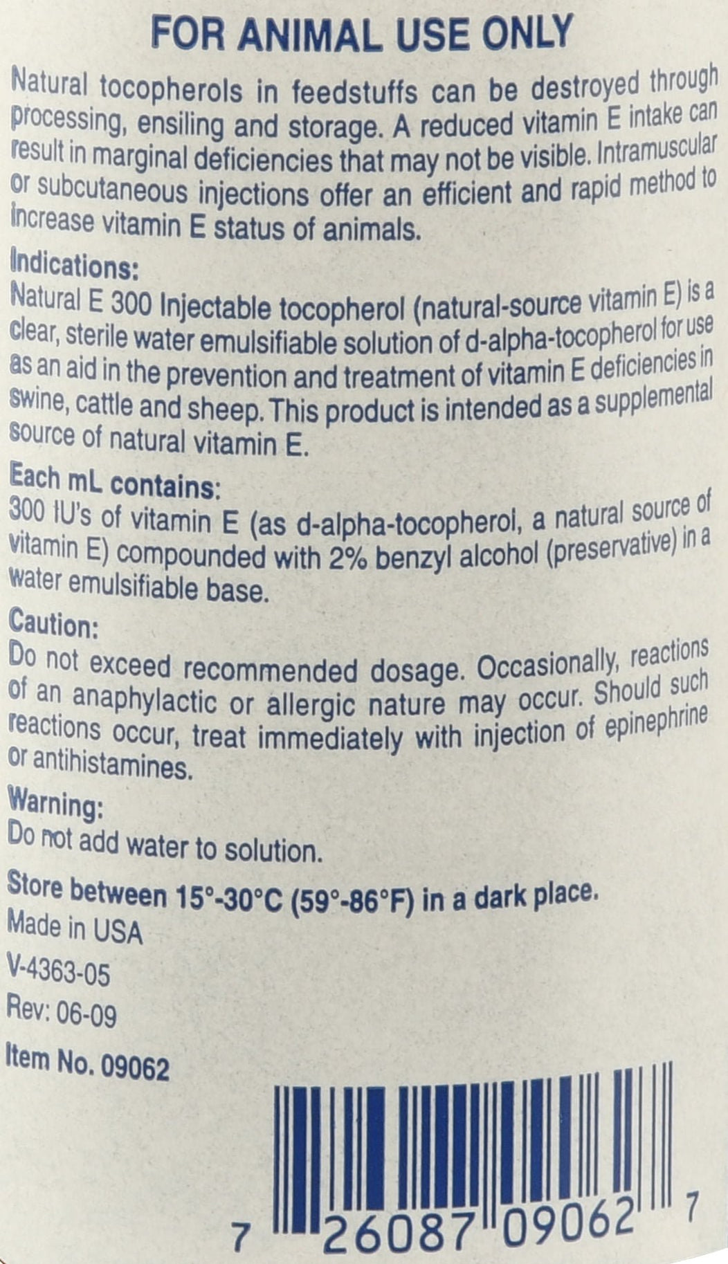 Vitamin E-300 Injectable for Cattle, Swine, Sheep — Lambert Vet Supplies